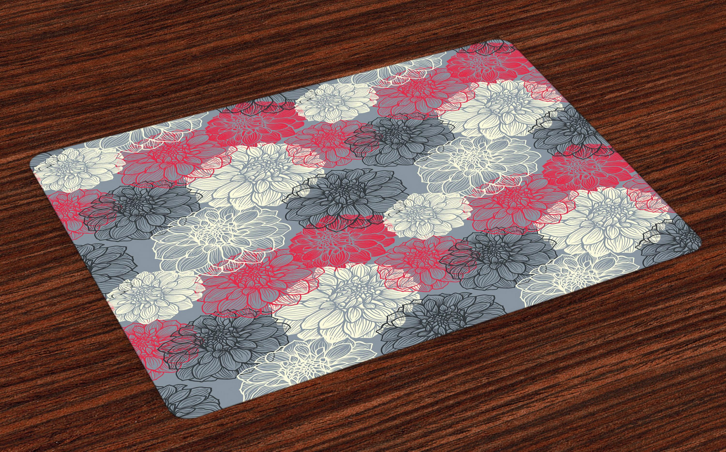 Ambesonne Flower Place Mats Set of 4, Hand Drawn Floral Art, Standard ...