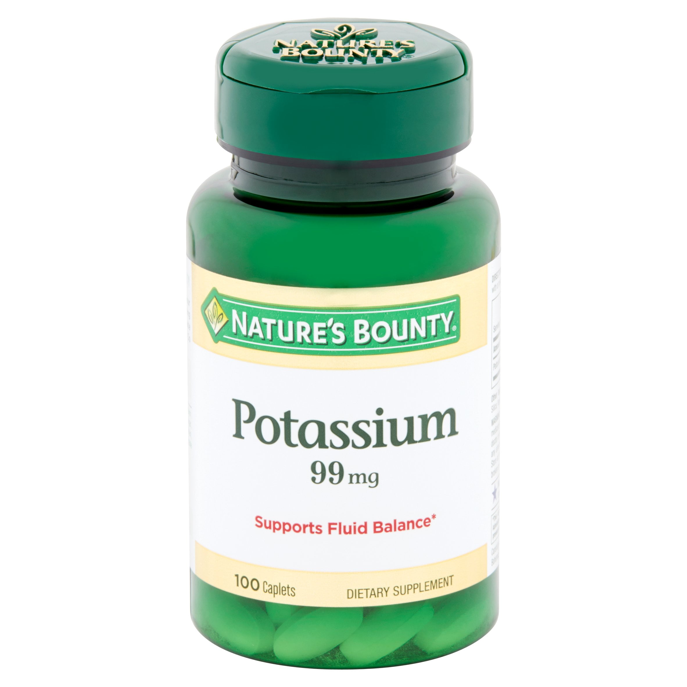 Nature's Bounty Potassium Gluconate 99mg, 100 Caplets - Walmart.com