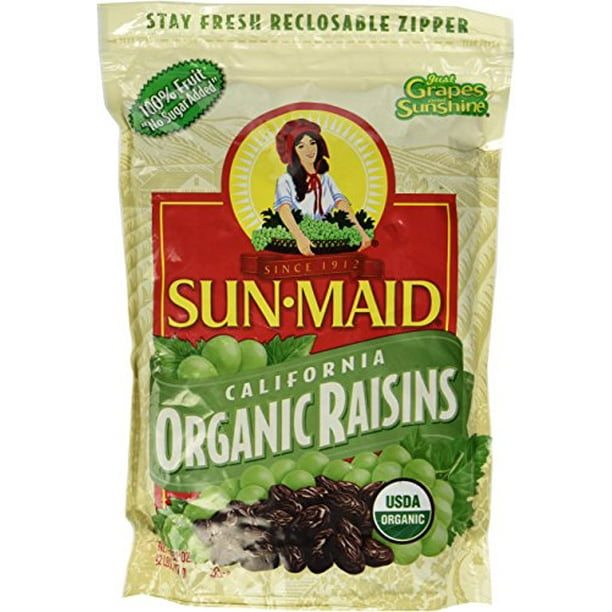 2 LBS Organic Sun Dried California Raisins (1 Resealable Bag) by Sun ...