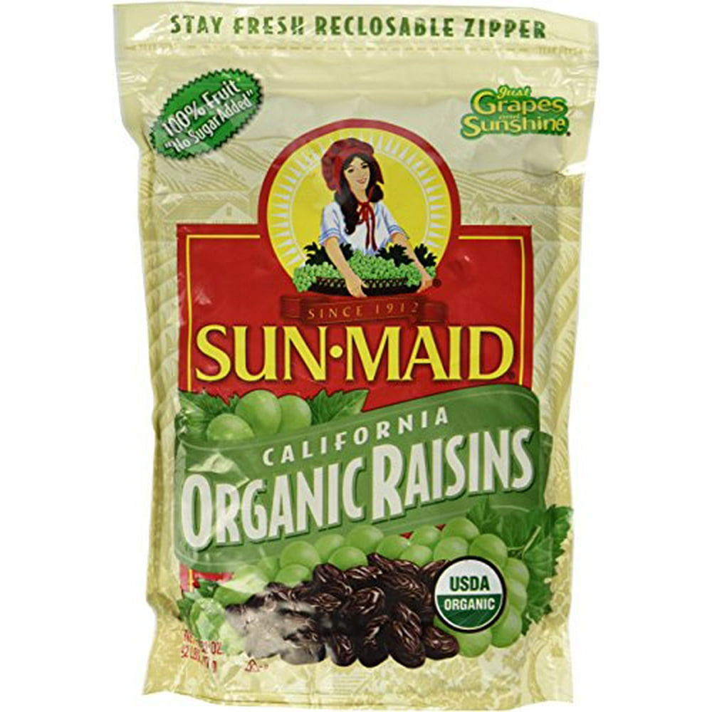 2 LBS Organic Sun Dried California Raisins (1 Resealable Bag) by Sun ...