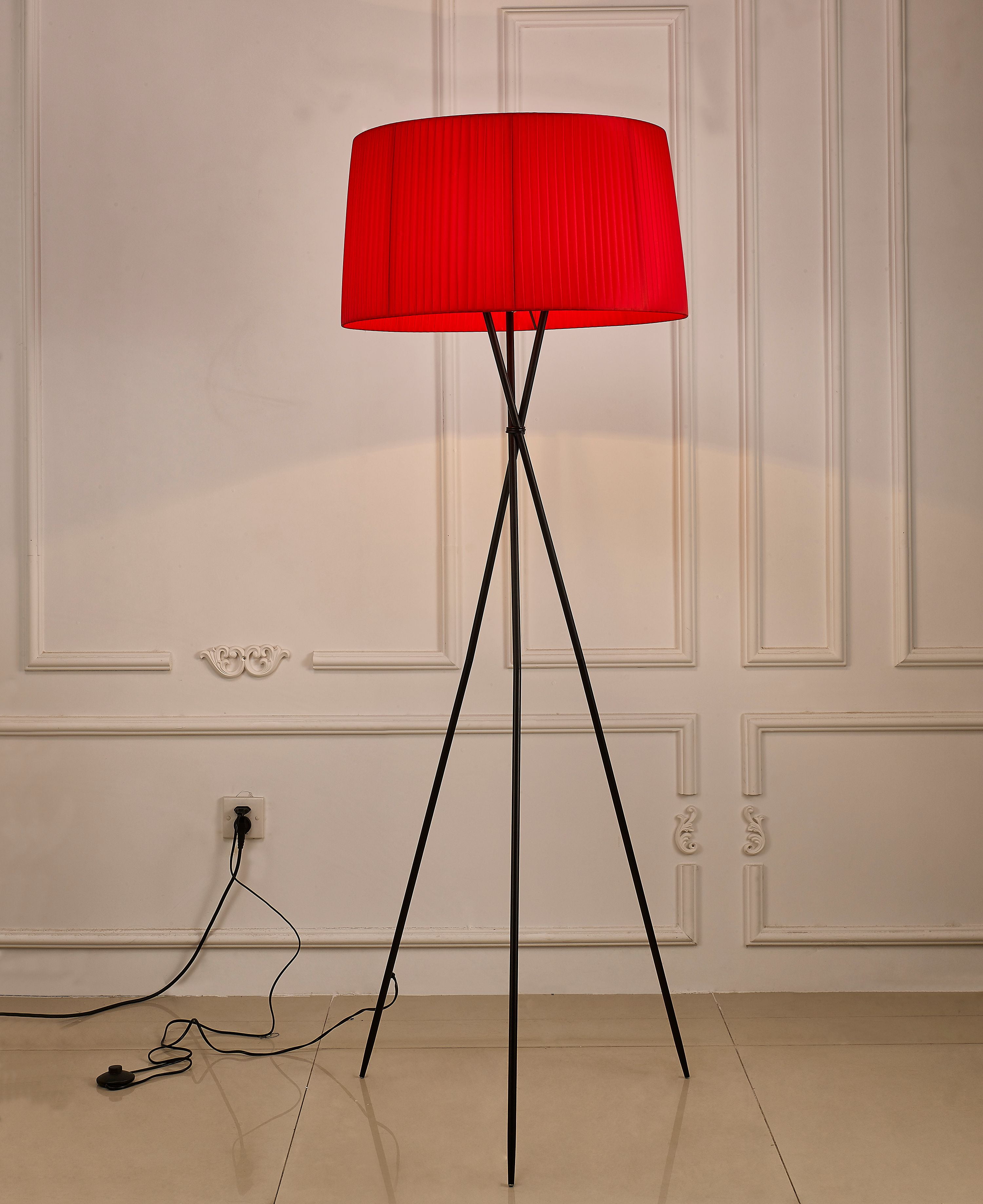 Whiteline Modern Lighting Red Paige Contemporary Carbon Steel Floor ...