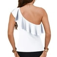 COMVALUE Womens One Shoulder Tankini Swim Tops Ruffle Bathing Suit Tops ...