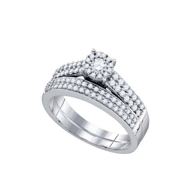 14kt White Gold Womens Round Diamond Bridal Wedding Engagement Ring