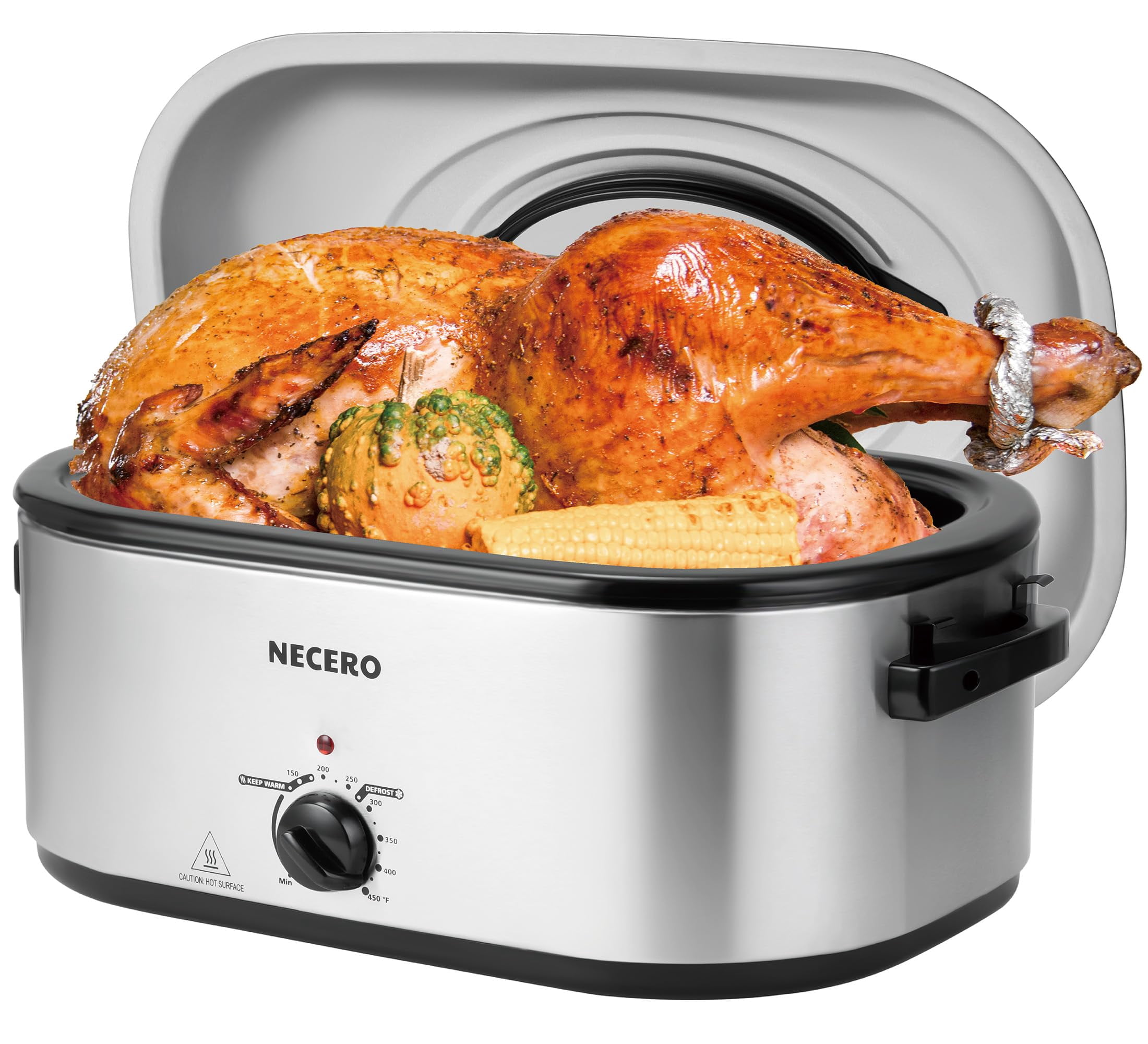 Horno asador NECERO, horno asador eléctrico de 22 cuartos con tapa de ...