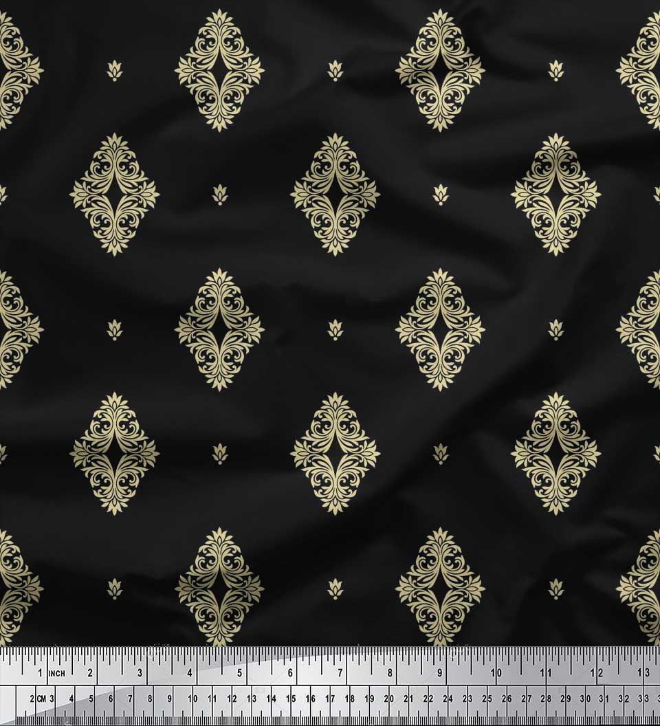 Soimoi Velvet Fabric Filigree Damask Print Fabric by the Yard 58 Inch ...