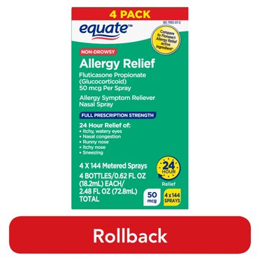Equate 24-Hour Allergy Relief Nasal Spray, Non-Drowsy, 144 Metered ...