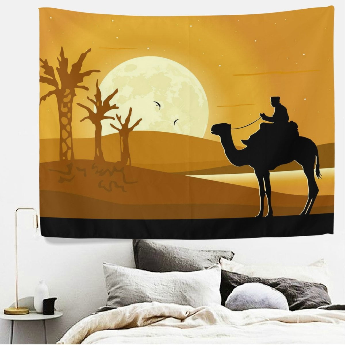 POPCreation Vintage African Desert Camel Sunset Fabric Tapestry Throw ...