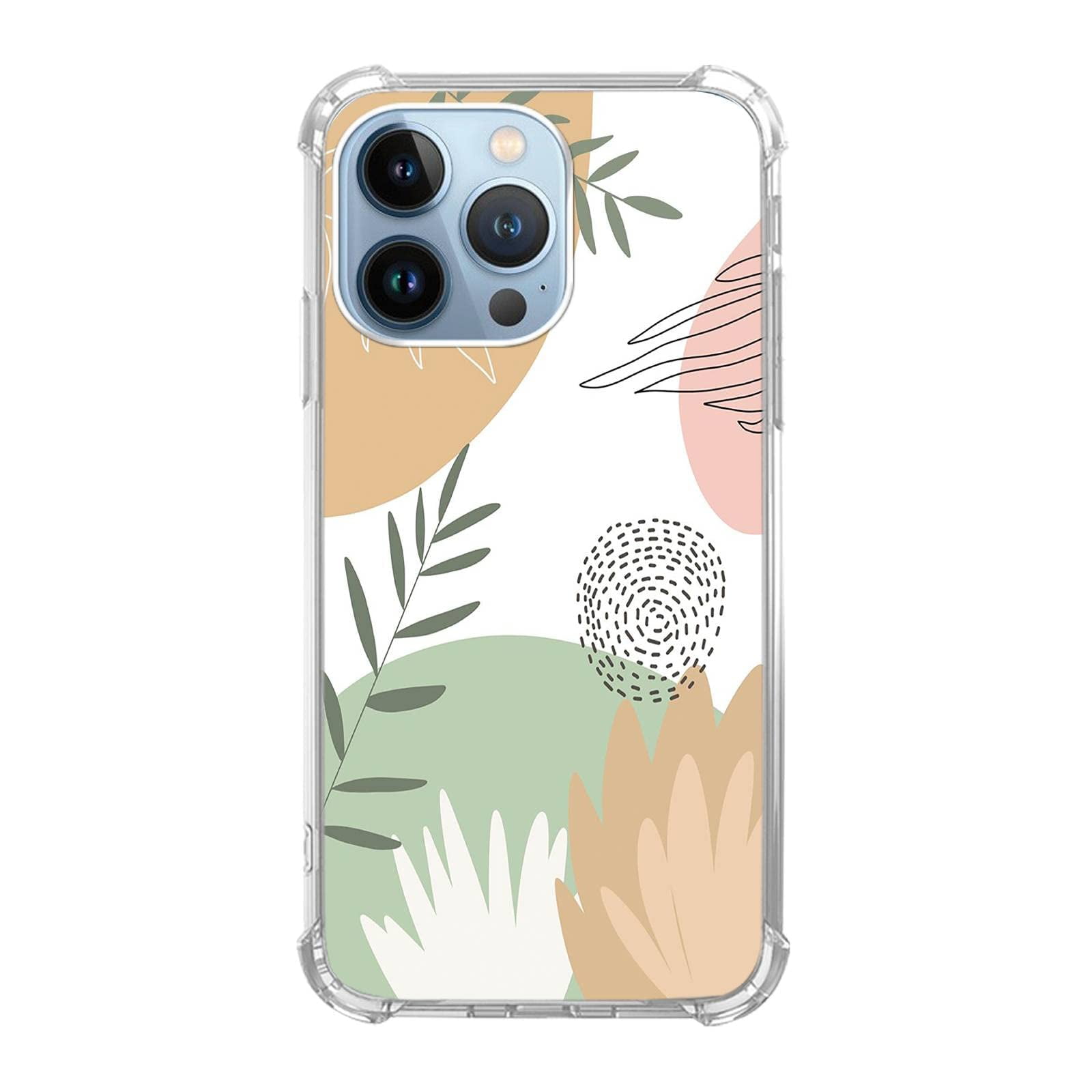 Boho Leaf Case for iPhone 14 Pro,Aesthetic Art Design TPU Bumper Cover ...