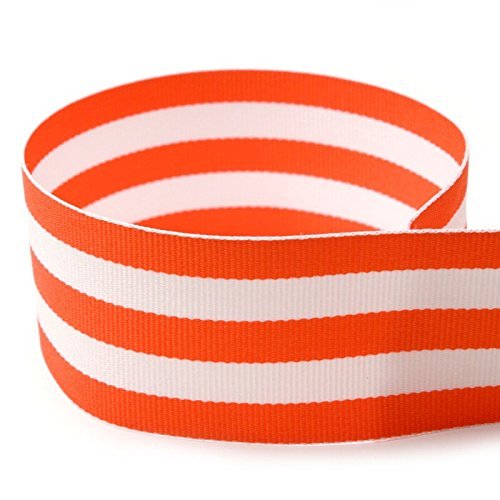 1-1/2" Orange & White Taffy Striped Grosgrain Ribbon - 50 Yards - USA ...
