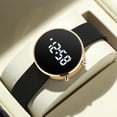 Elegant Women's LED Digital Watch, Date & World Time, Gold Bezel ...