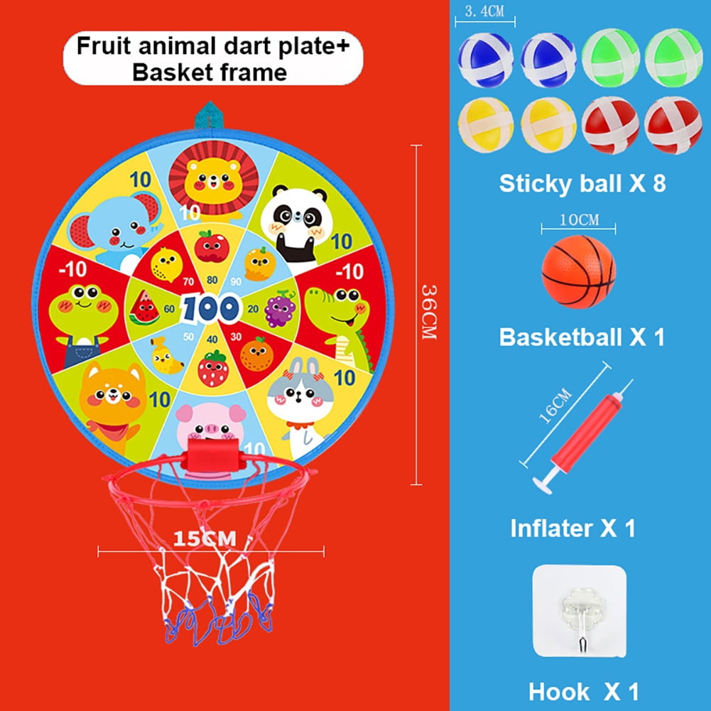Juiluna 2-in-1 Basketball Dart Board Creative Cartoon Animal Sticky ...