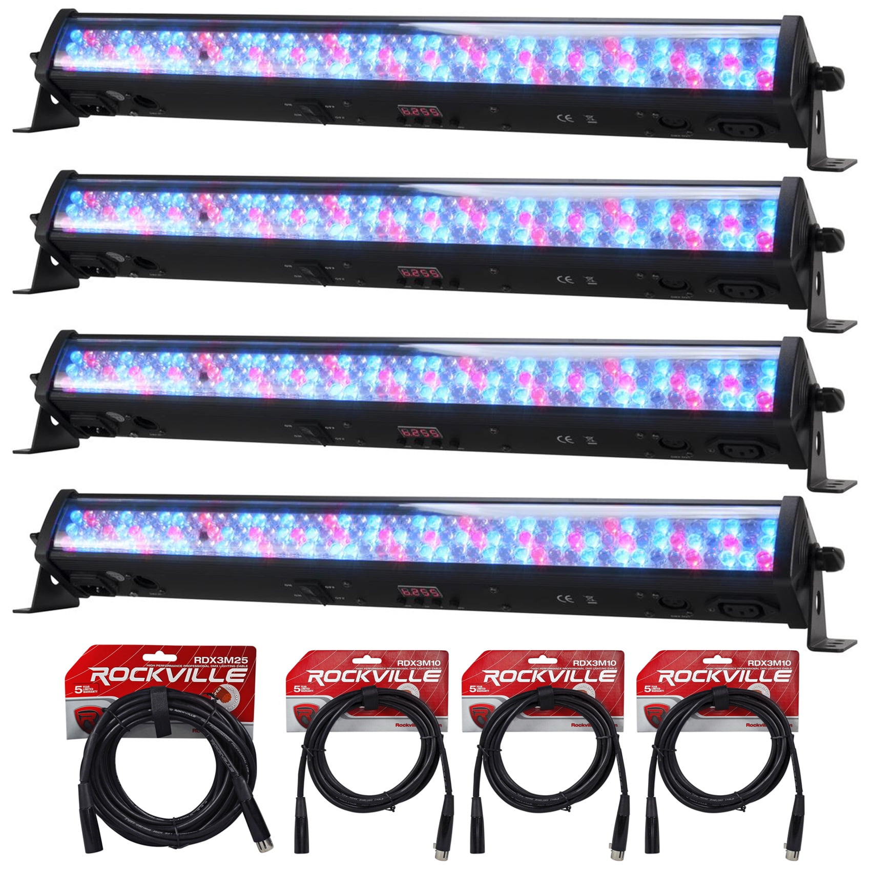 4 American DJ MEGA GO BAR 50 RGBA Rechargeable Battery Powered Wash ...