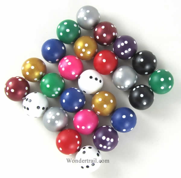 Round Assorted Colors Dice D6 22mm (7/8in) Bulk Pack of 25 Dice Koplow ...