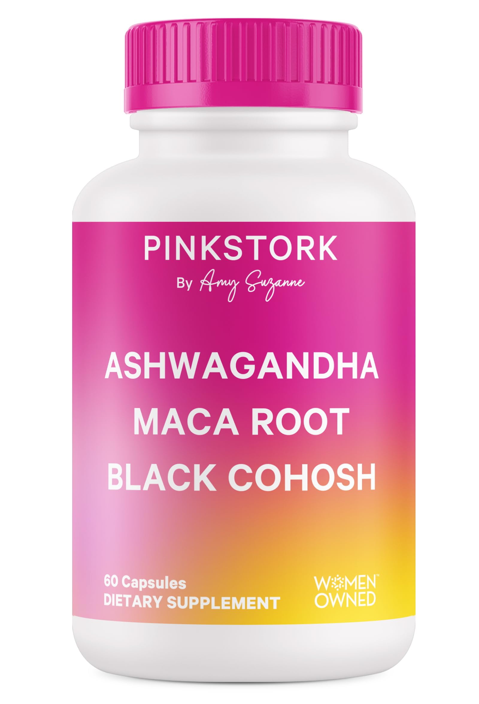 Suplemento Pink Stork Ashwagandha, raíz de maca, cohosh negro, 60 ...