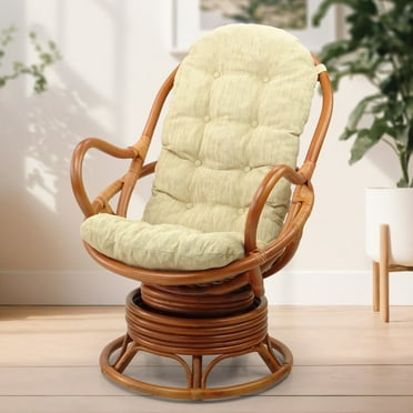 Java Lounge Swivel Rocking Chair with Floral Cushion Natural Rattan ...