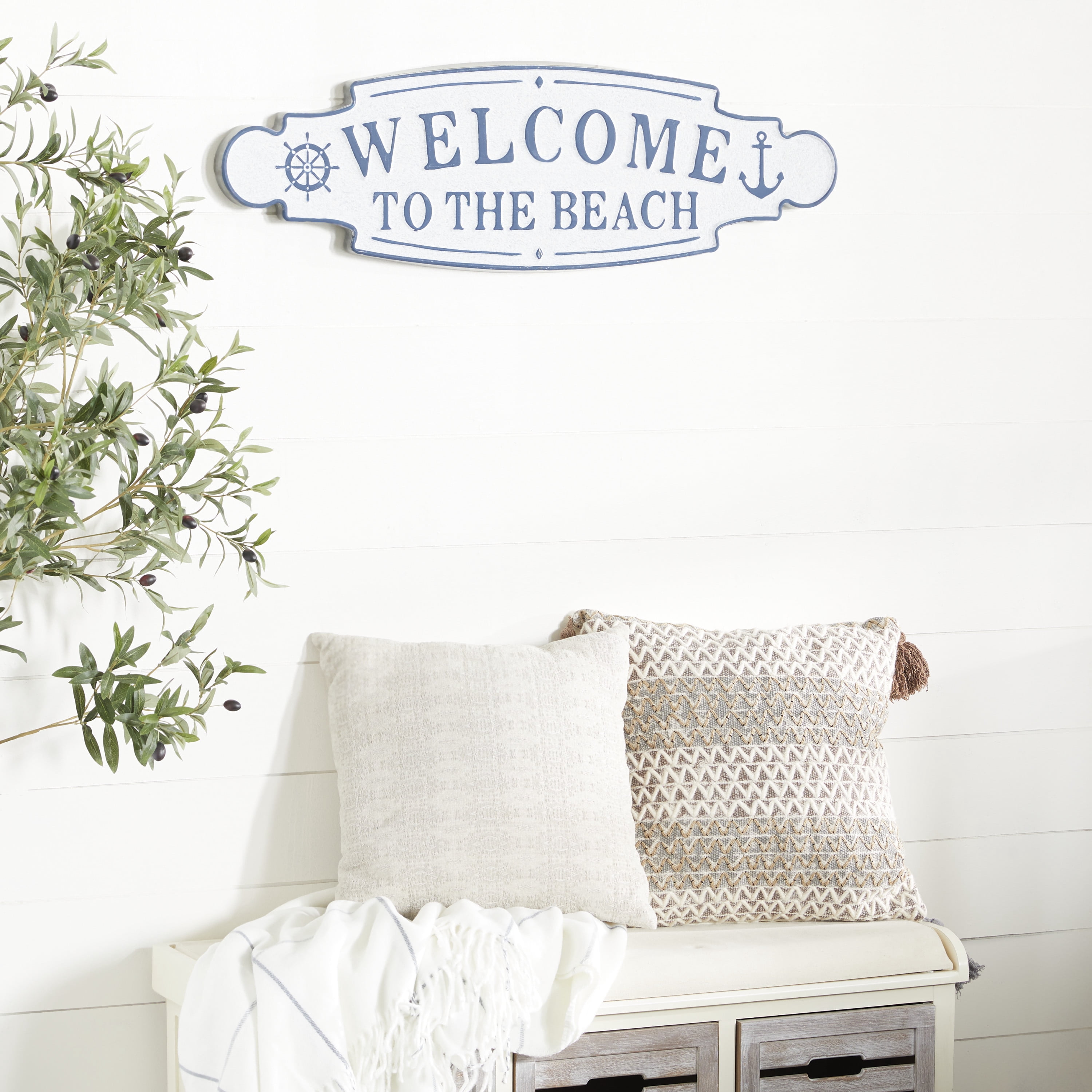 DecMode Blue Metal Welcome to the Beach Sign Wall Decor - Walmart.com