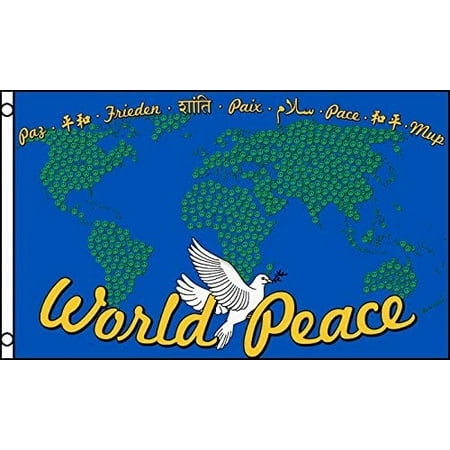 Peace in The World with map Flag 3' x 5' - World Peace Flags 90 x 150 ...