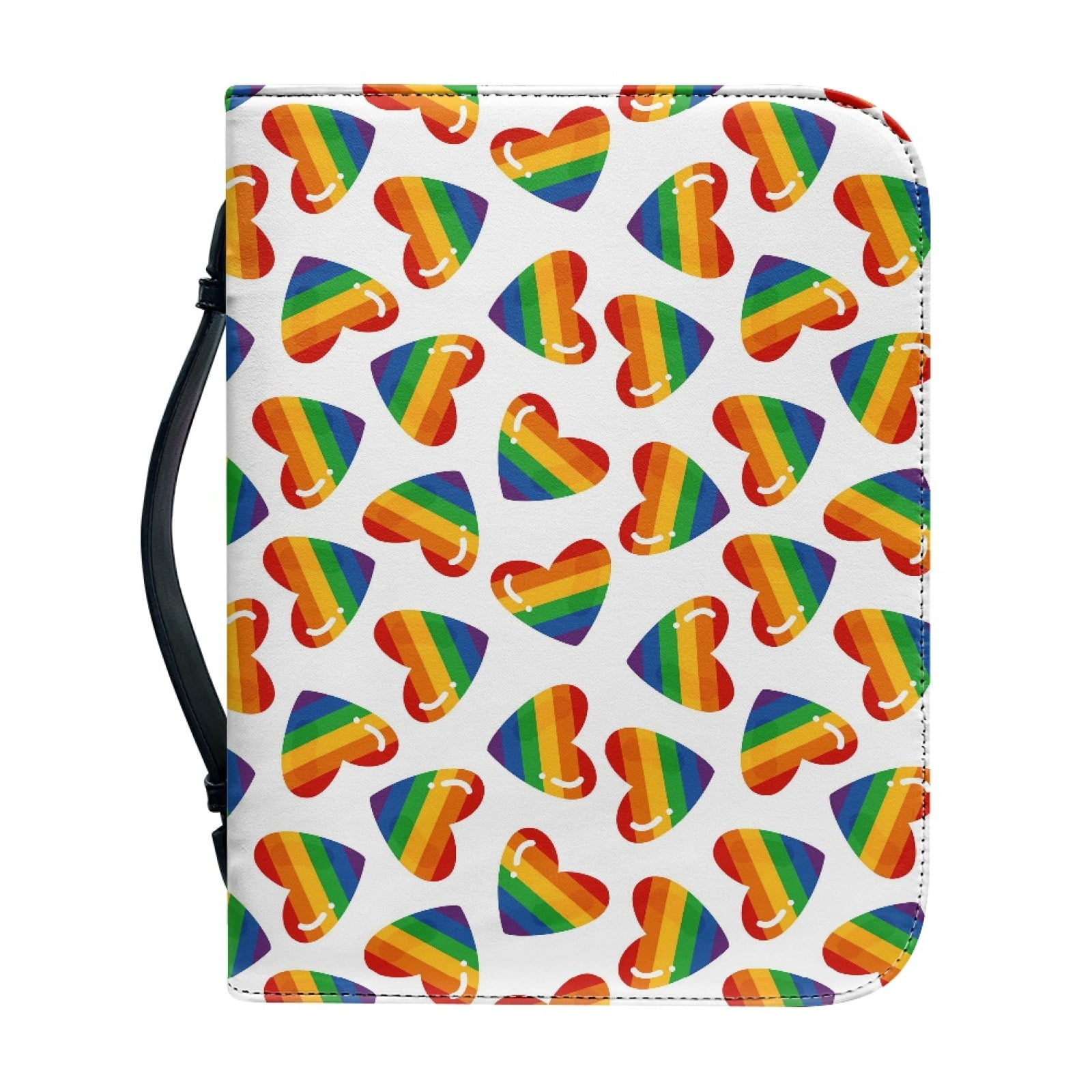 Xoenoiee Rainbow Hearts Pattern Faux Leather Bible Cover for Women Men ...
