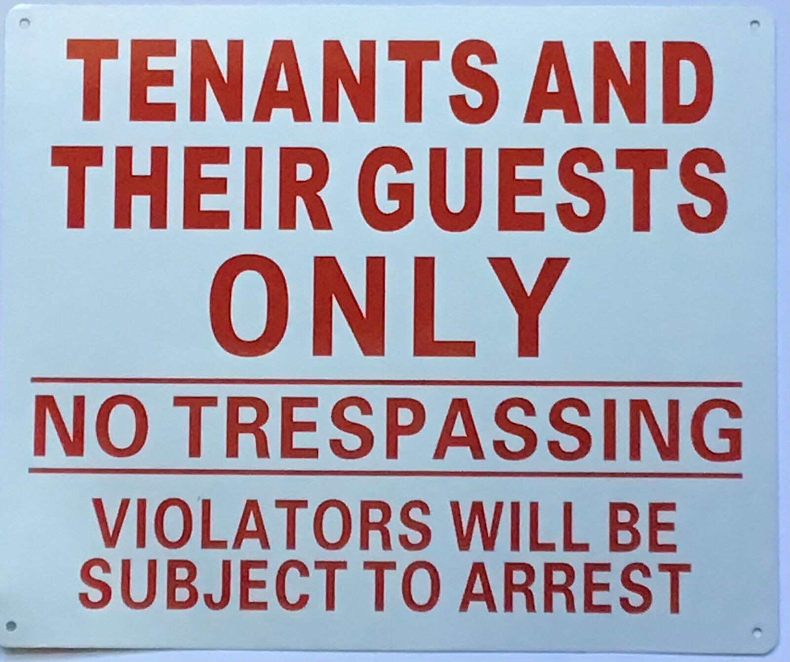 TENANTS AND GUEST ONLY SIGN.(10x12,White,Aluminum) -ref21422 - Walmart.com