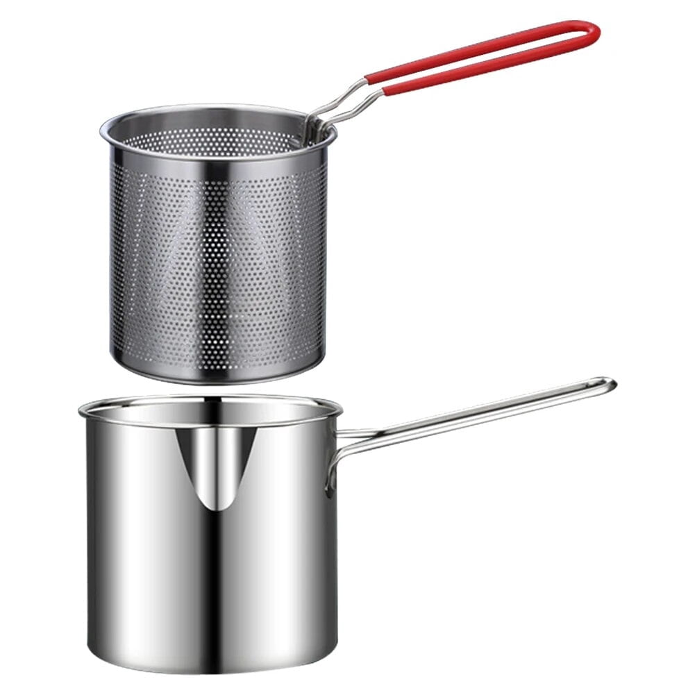 Olla para freír pollo de 1200 ml con colador, sartén de malla para ...