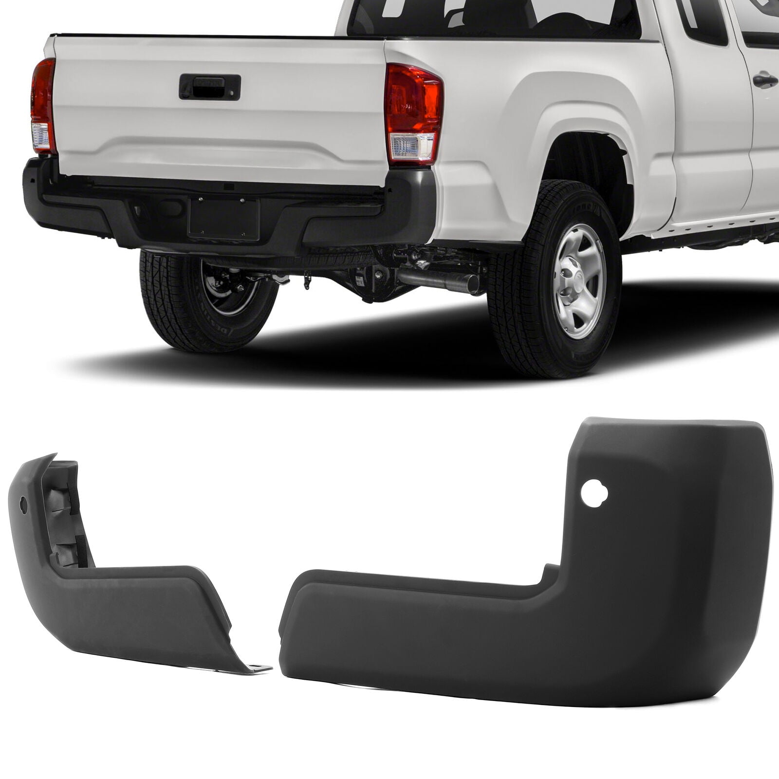 Pair Rear Bumper Extension End Caps For 2016-2022 Toyota Tacoma Black w ...