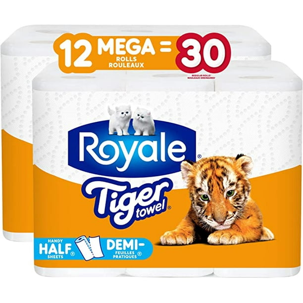 Royale Tiger Strong Paper Towel, 12 Mega Equals 30 Rolls, 138 Handy ...