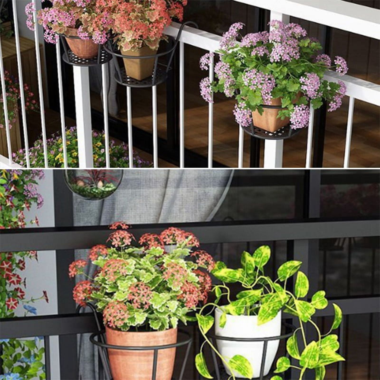 Hanging Railing Flower Pot Holder Balcony Plant Basket On Metal Fence Rail Wrought Iron Hanging Basket Indoor Outdoor Walmart