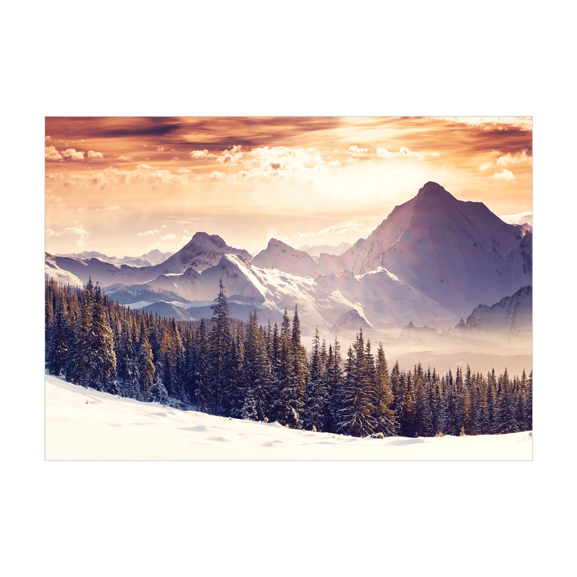 Ambesonne Nature Jigsaw Puzzle, Winter Evening Mountain, Heirloom ...