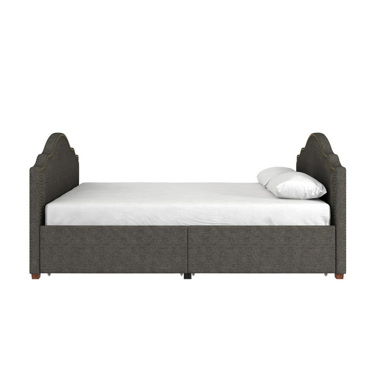 Novogratz Boutique Emma Upholstered Daybed w Drawers Full Dark Gray Walmart
