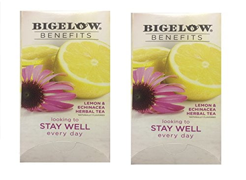 Bigelow Benefits Herbal Tea (Pack of 2) Lemon & Echinacea, 18 Count ...