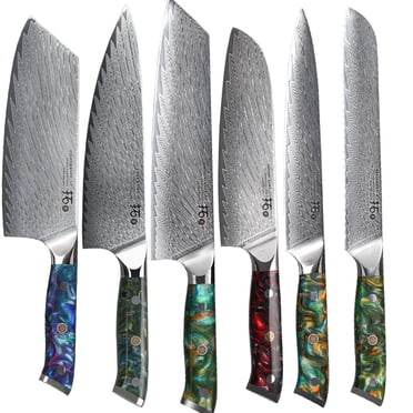 Professional 7-Piece Tsunami Damascus Steel Kitchen Knife Set - VG10 ...