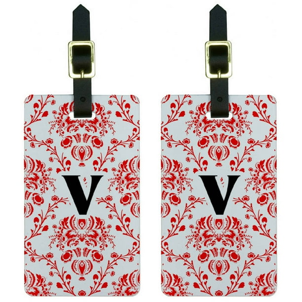 Graphics and More - Letter V Initial Damask Elegant Red Black White ...