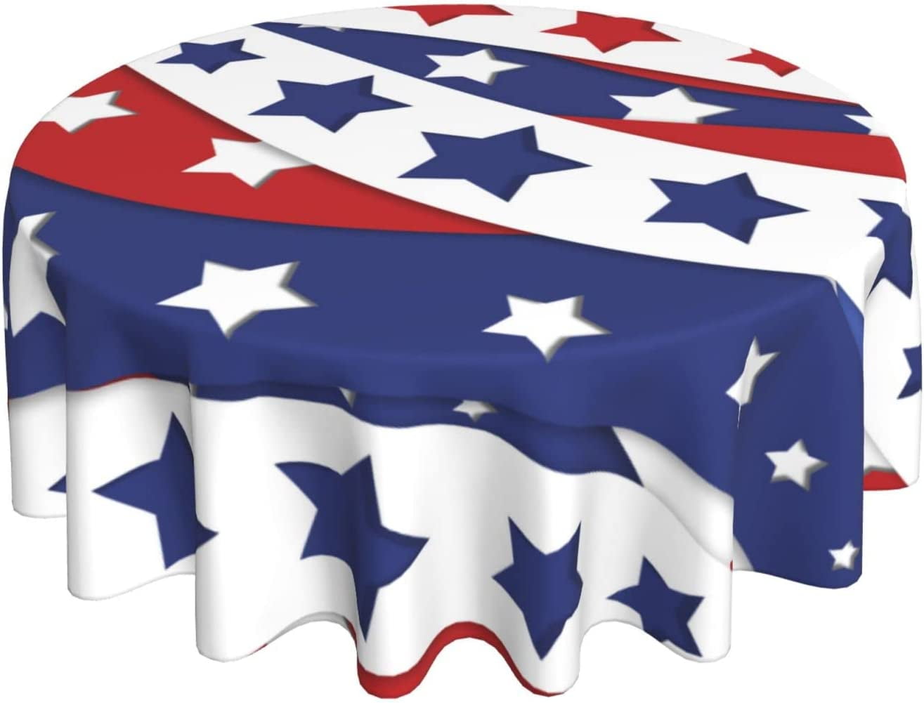 4th of July Round Tablecloth 60 Inch Patriotic Flag Star Table Cloth ...