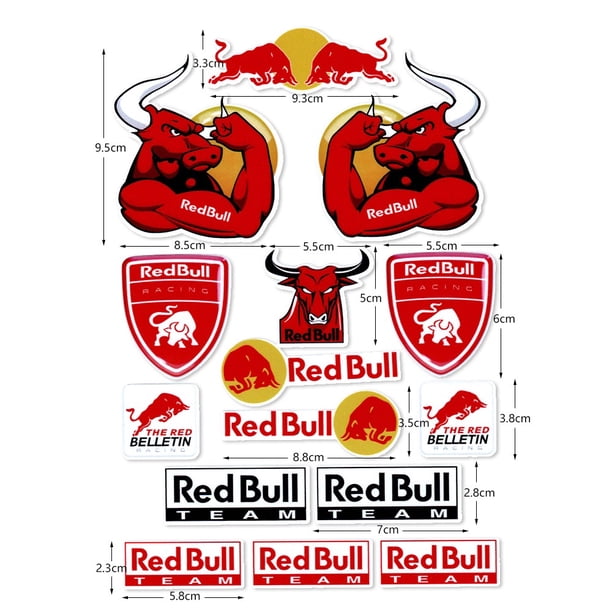 1 Set Reflective Red Bull Stickers Helmet Motorcycle Racing Car Styling ...