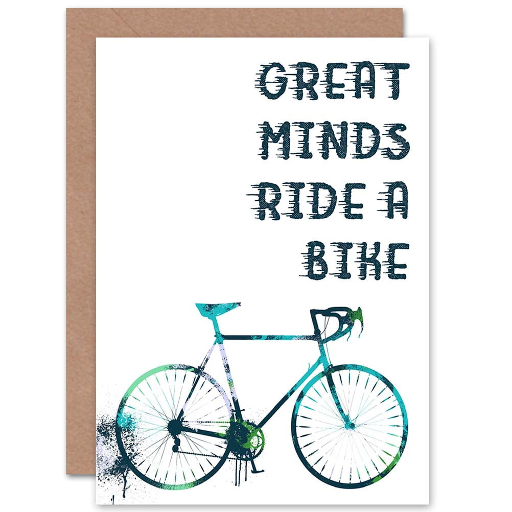 Great Minds Ride A Bike Greetings Card Plus Envelope Blank inside ...