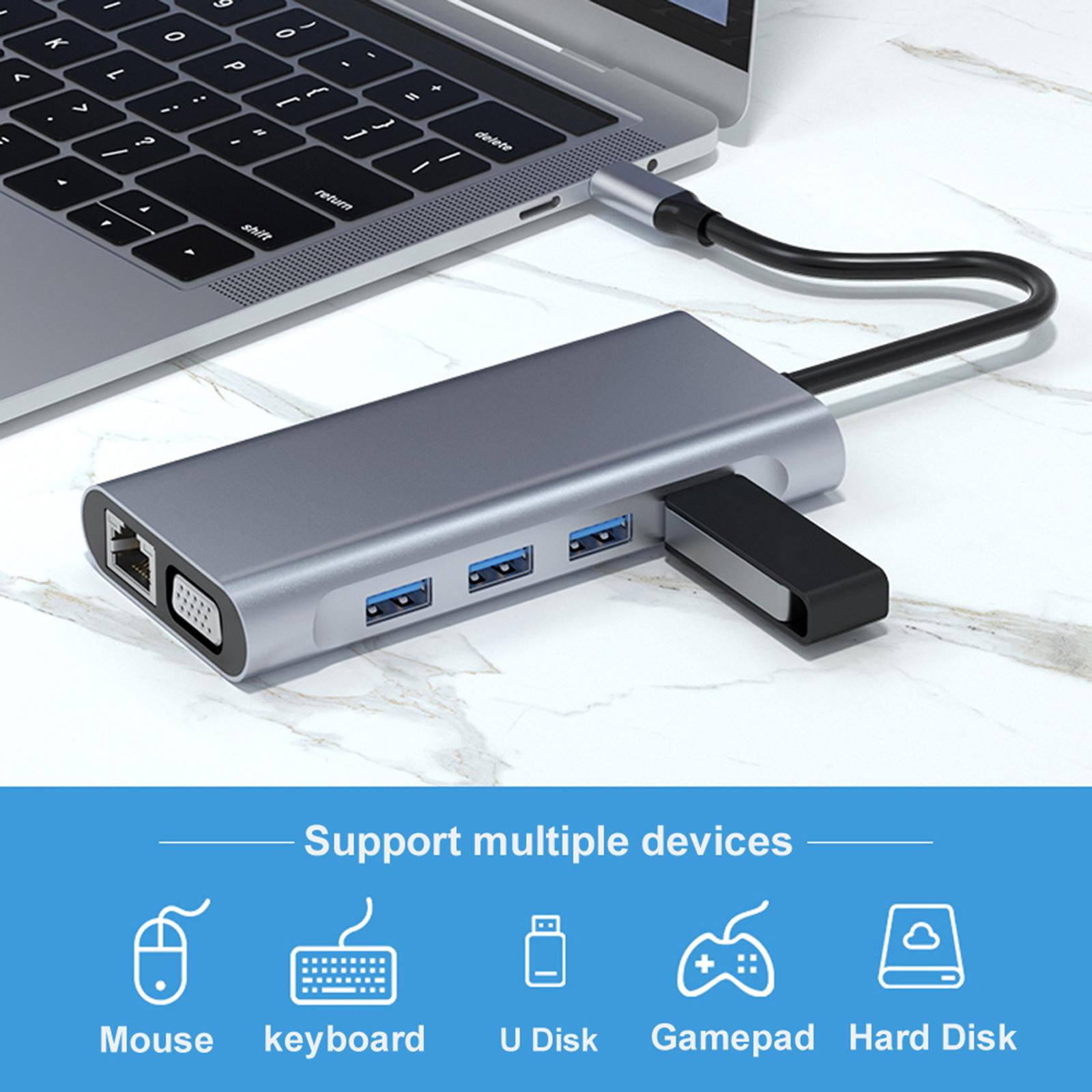 Adaptador multipuerto de concentrador usb 11 en un Espacio portátil 4 puertos USB 3.0 Lector de ...