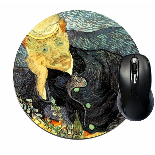 Mouse Mat Pad Mousepad Cute Desk Round Circle Mousemat Artist Van Gogh ...