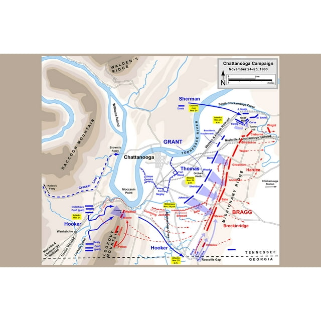 24x36 gallery poster, Map of the Battles for Chattanooga, 1863 ...