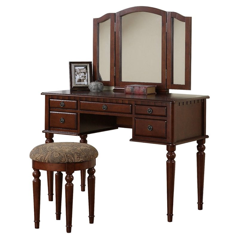 Click here for Poundex Furniture Wood Vanity Set With Mirror And... prices