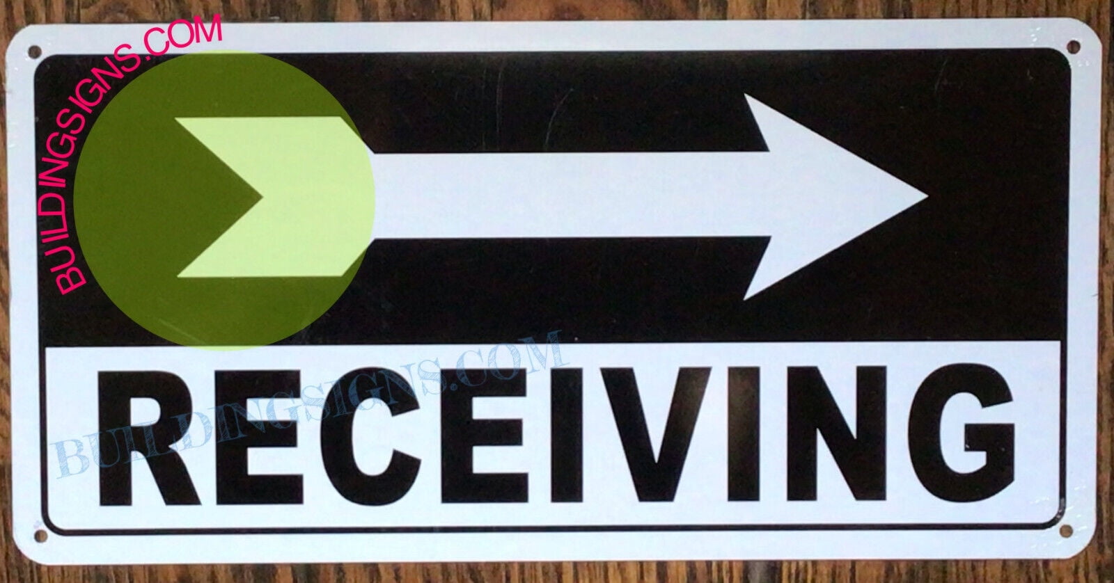 RECEIVING (RIGHT ARROW) SIGNS (6X12,BLACK BACKGROUND,ALUMINUM ...