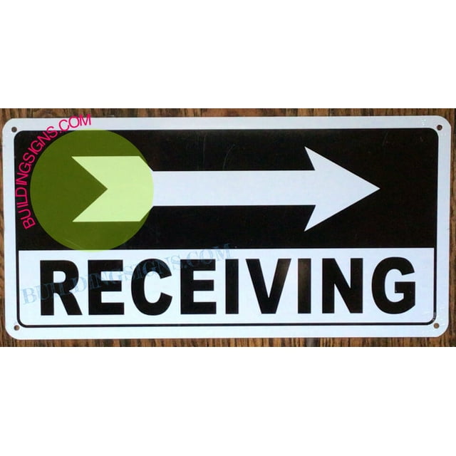 RECEIVING (RIGHT ARROW) SIGNS (6X12,BLACK BACKGROUND,ALUMINUM ...