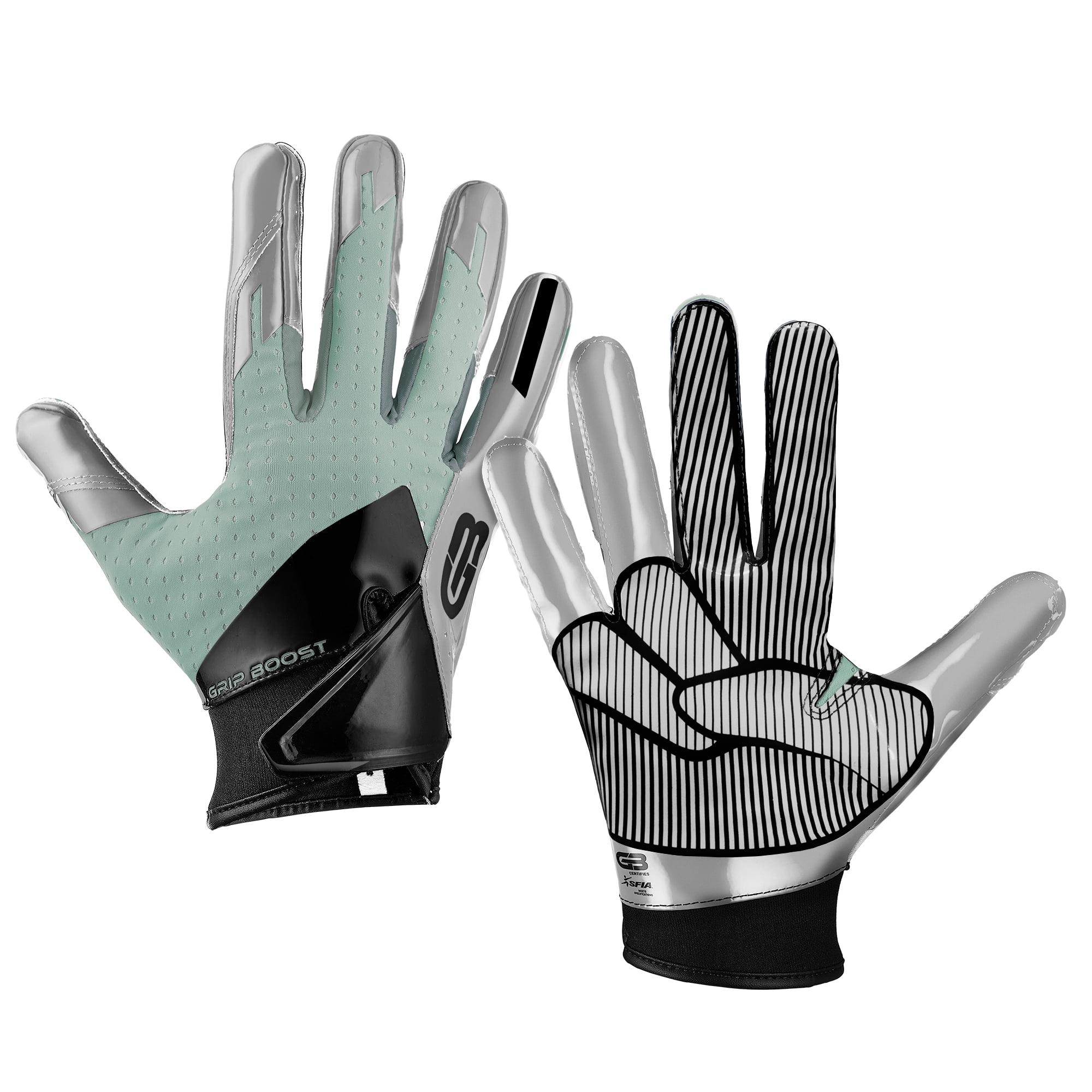 Grip Boost Peace, Shaka, and Hook 'Em Football Gloves Pro Elite - Adult ...