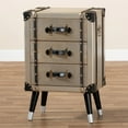 NauticalMart Aluminum Industrial Side Table 3 Drawer Aviator End Table ...