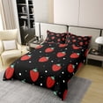 Red Strawberry Bedding Set Twin Size,White Polka Dot 100% Cotton Duvet ...