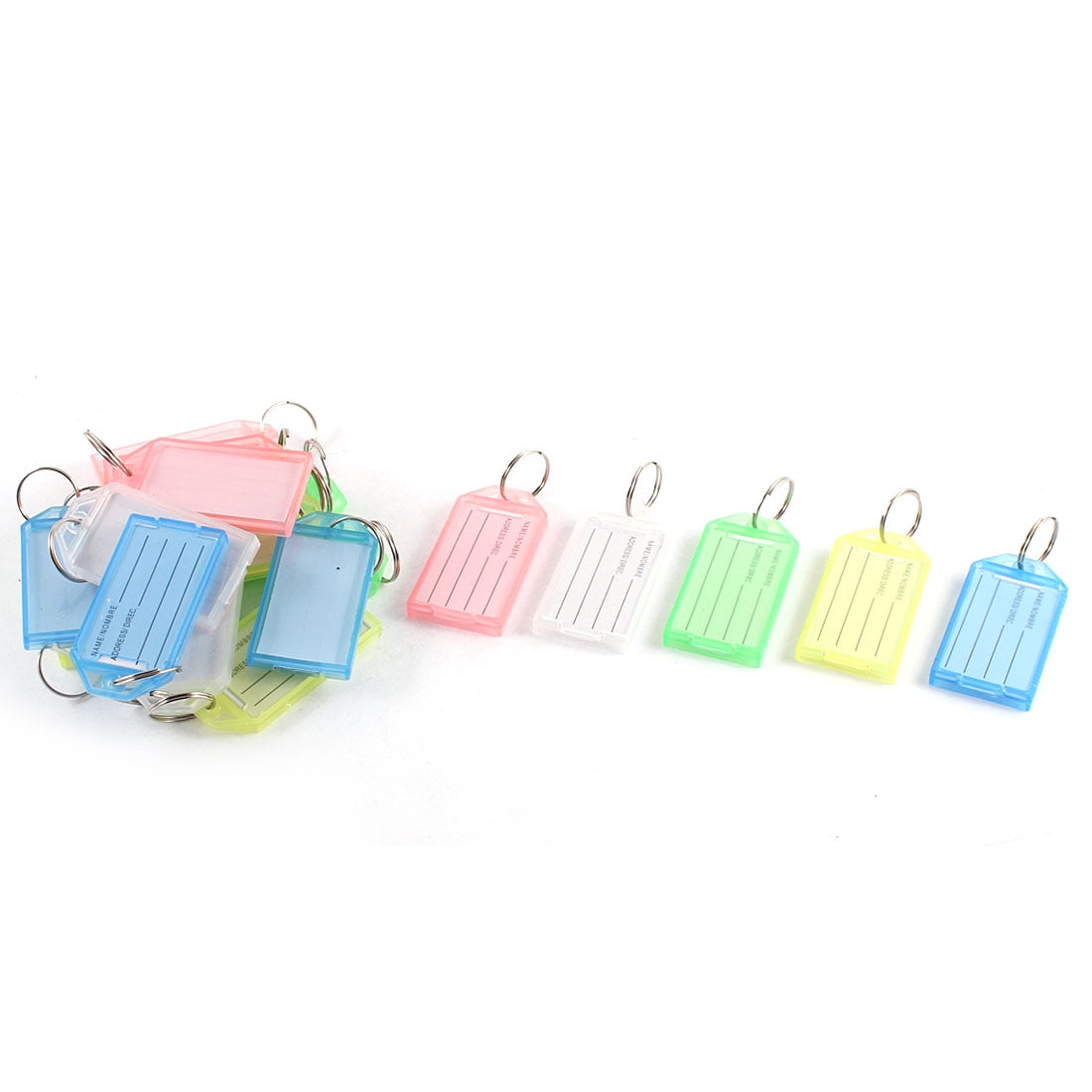 20PCS Assorted Color Plastic Key Fobs ID Tags Name Card Keyring ...