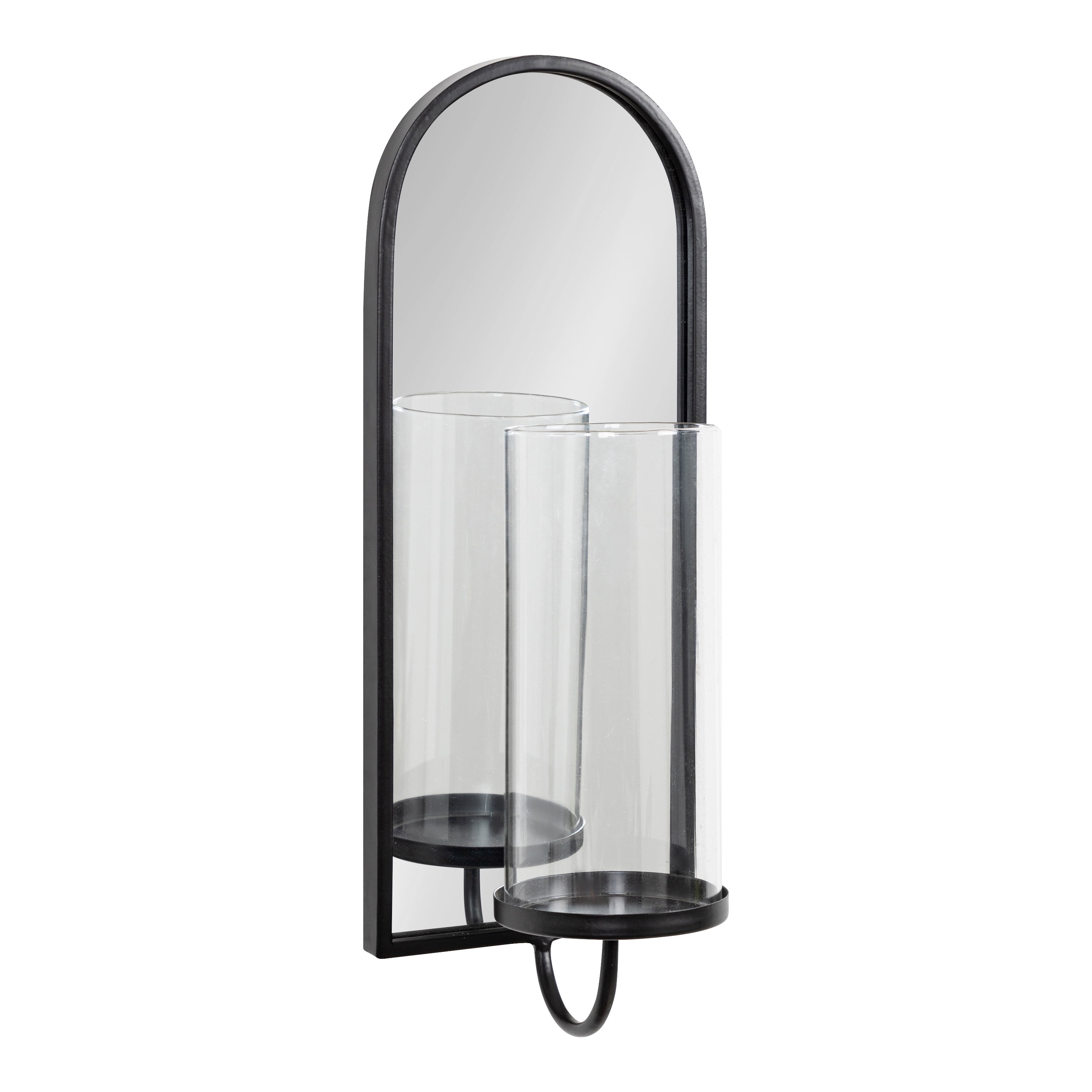 Kate and Laurel Ezerin Arched Mirror Wall Sconce, 6 x 5 x 16, Black ...