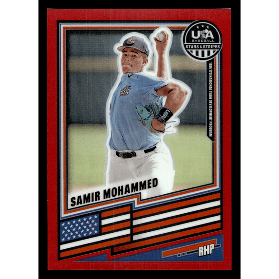 2026 Panini USA Baseball Stars & Stripes Prizm Samir Mohammed #130 Red ...