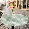 Green Palm Leaf Pattern Round Fitted Tablecloth with Elastic Edged ...