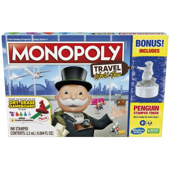 Monopoly: World Tour Travel Board Game for Family & Kids 8+ | 2-4 ...