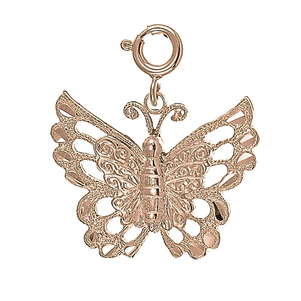 14K Rose Gold Butterflies Pendant - 23 mm - Walmart.com